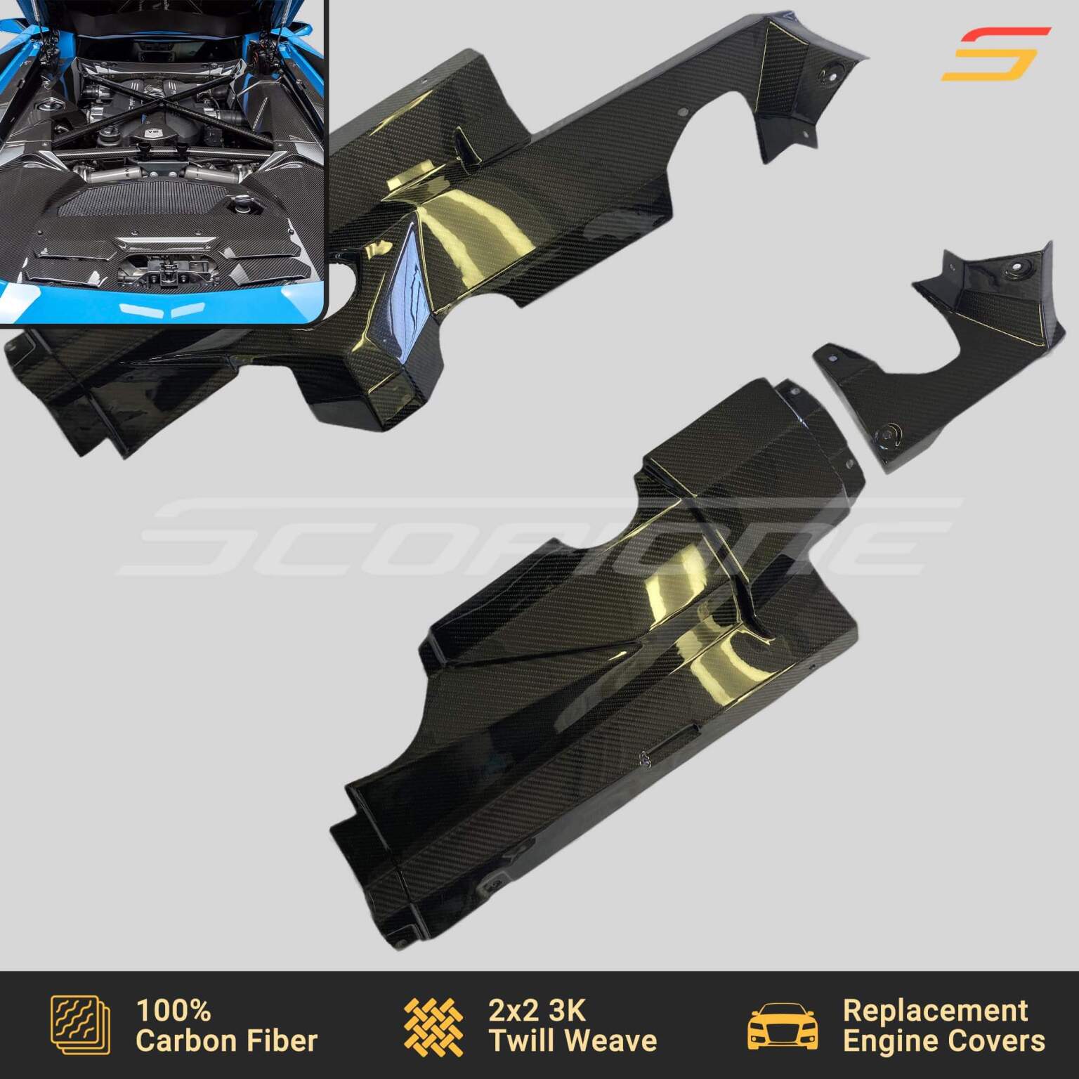 Scopione Carbon Fiber Side Engine Covers for Aventador