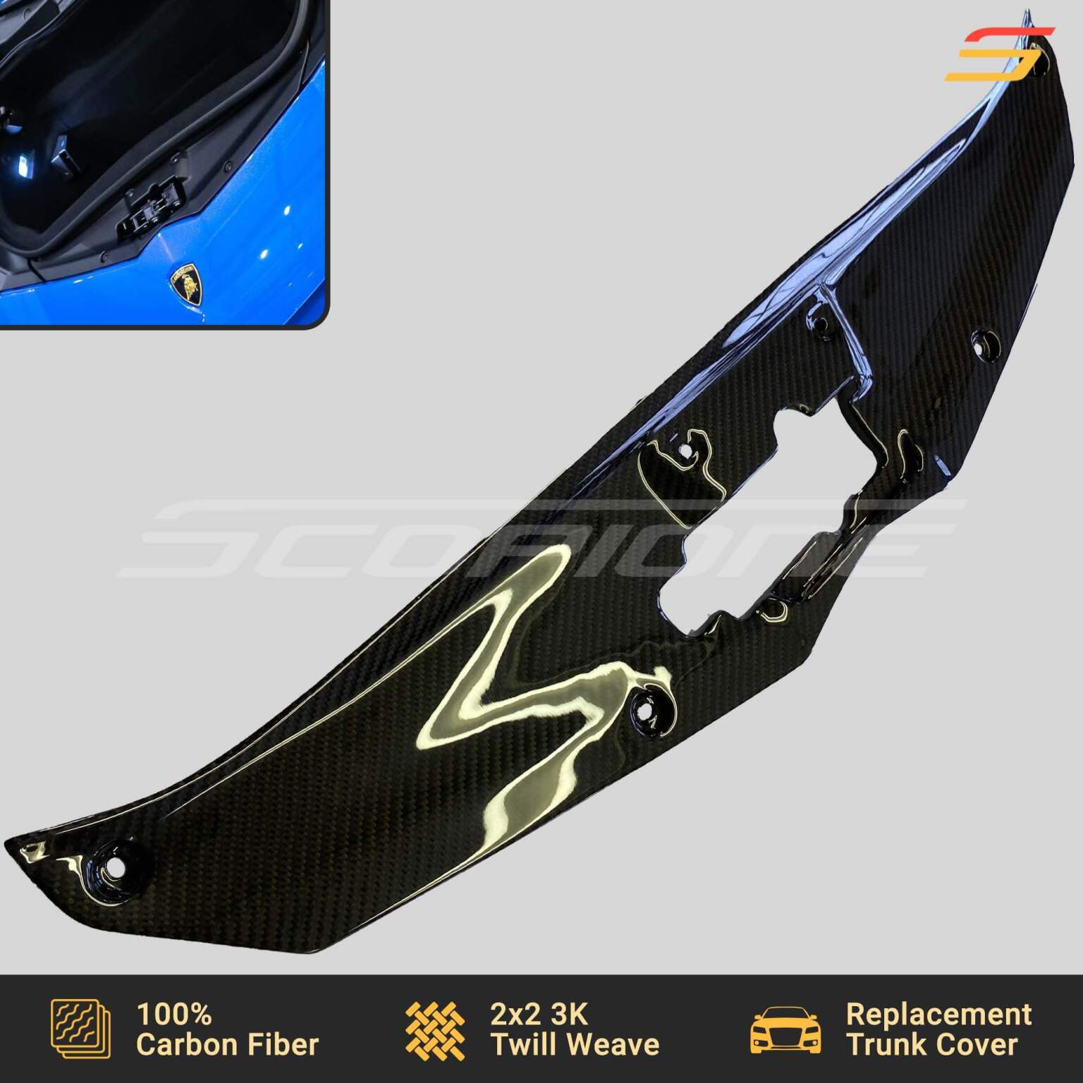 Scopione Carbon Fiber Front Trunk Cover Panel for Aventador