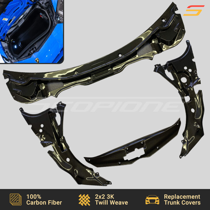 Scopione Carbon Fiber Front Trunk Covers Trim Kit for Aventador