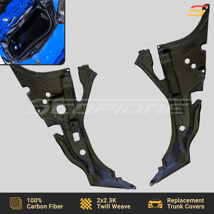 Scopione Carbon Fiber Front Trunk Side Covers for Aventador