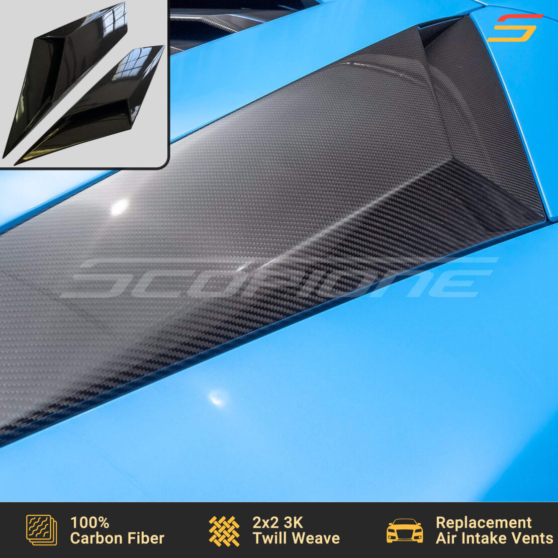 Scopione Carbon Fiber Side Upright Air Intake Vents for Aventador