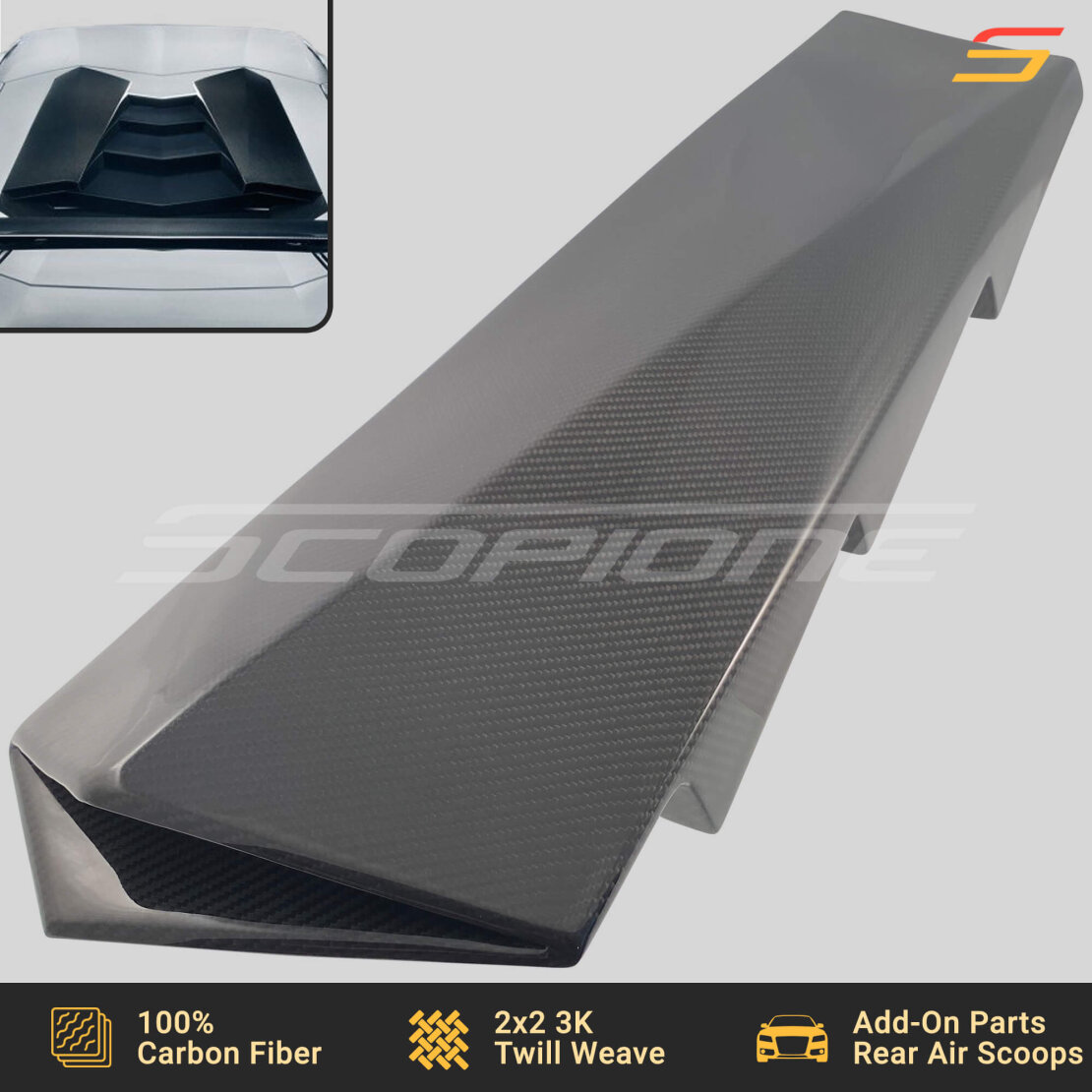 Scopione Carbon Fiber Roof Engine Air Intake Vents for Aventador