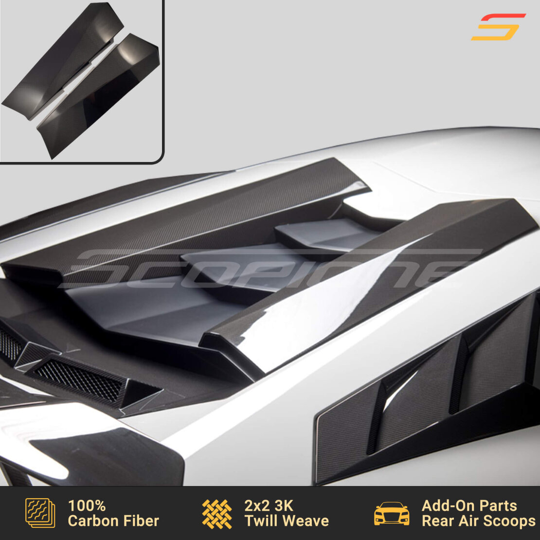 Scopione Carbon Fiber Roof Engine Air Intake Vents for Aventador