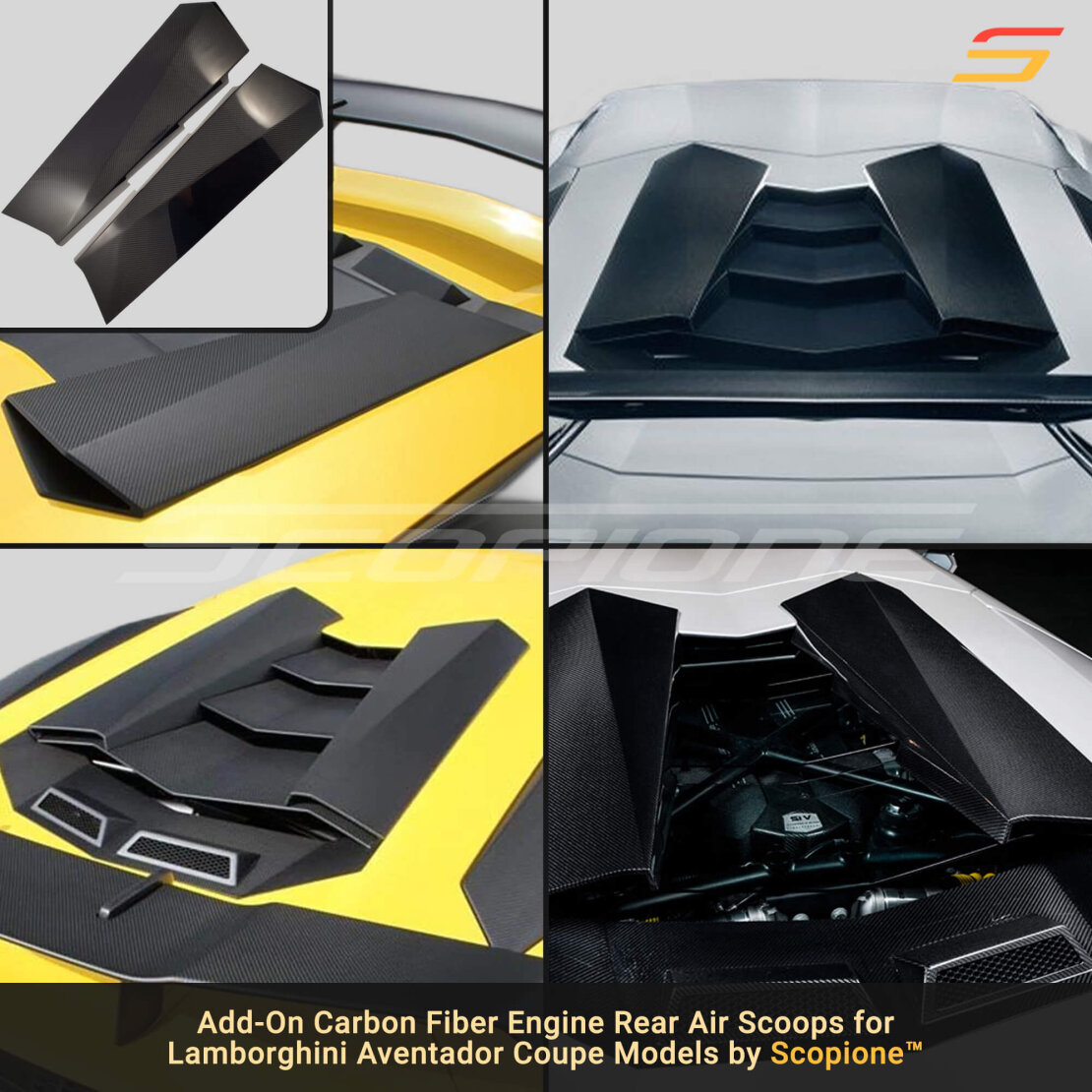 Scopione Carbon Fiber Roof Engine Air Intake Vents for Aventador