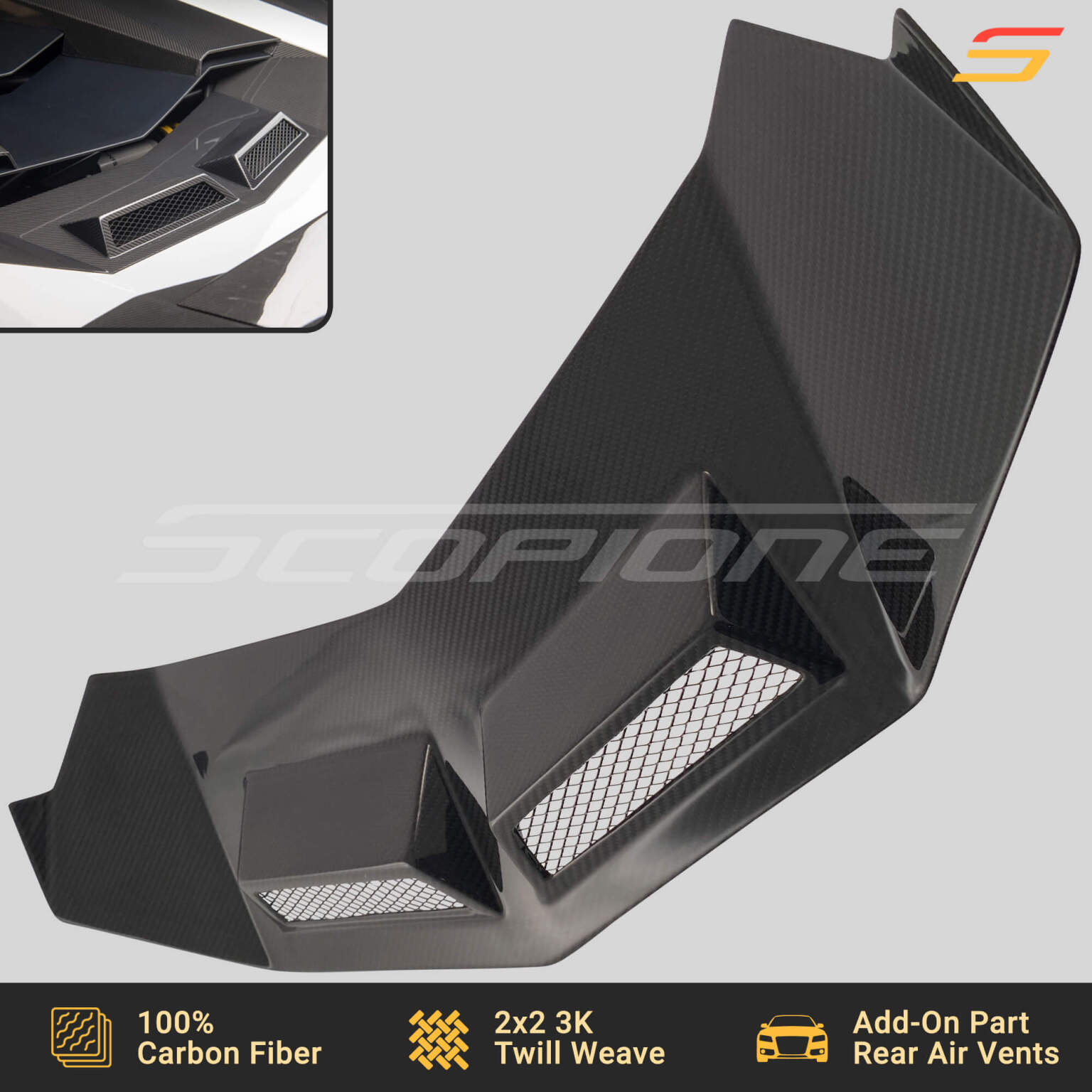 Scopione Carbon Fiber Engine Hood Air Intake Vents for Aventador