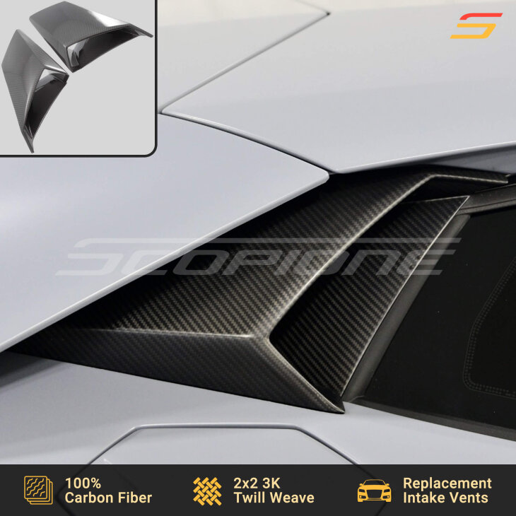 Scopione Carbon Fiber Side Windows Intake Vents for Aventador