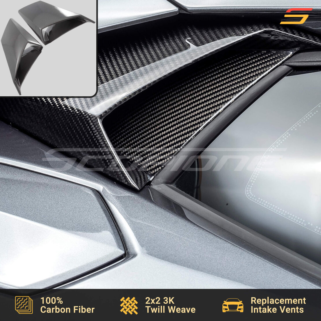 Scopione Carbon Fiber Side Windows Intake Vents for Aventador