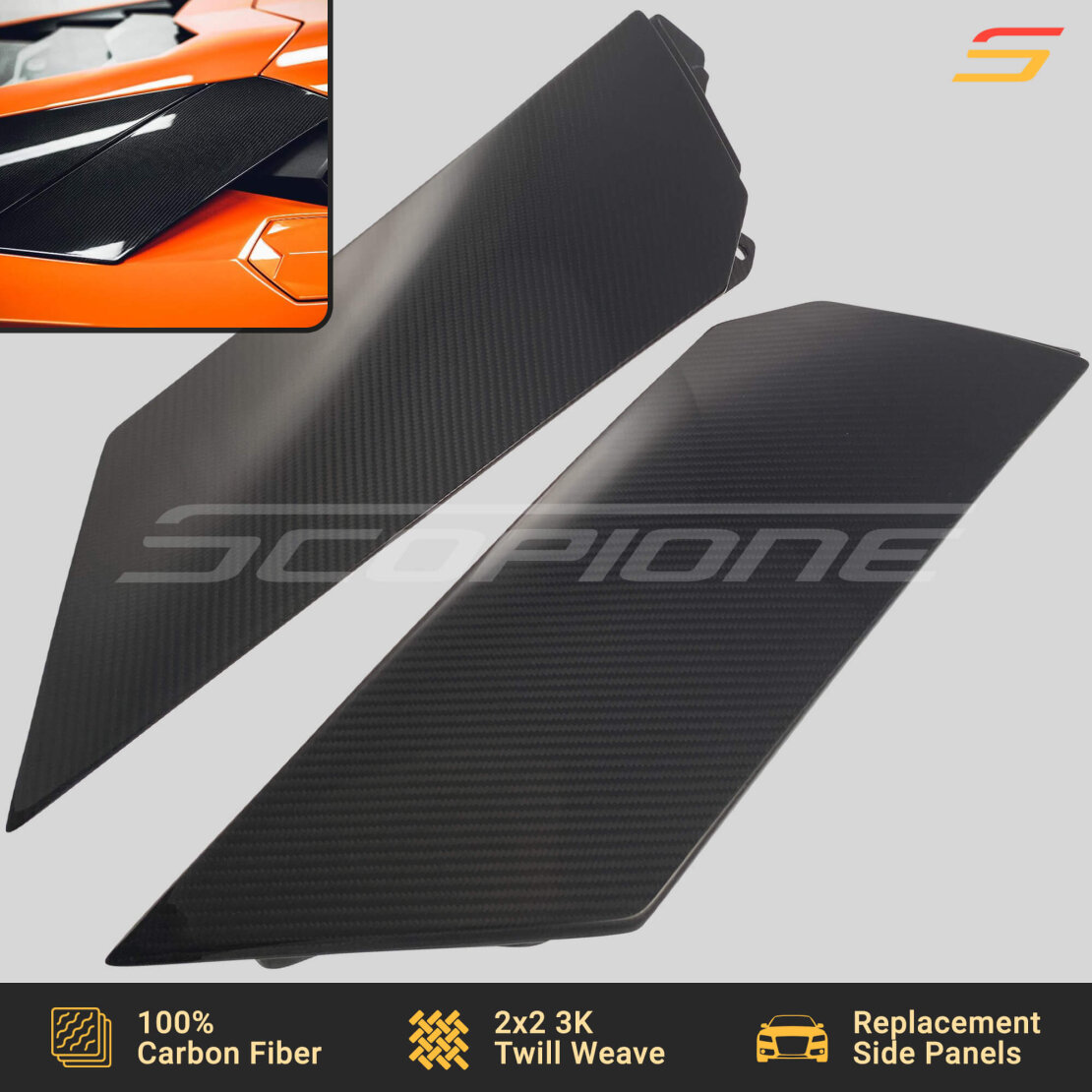 Scopione Carbon Fiber Windows Side Intake Panels for Aventador