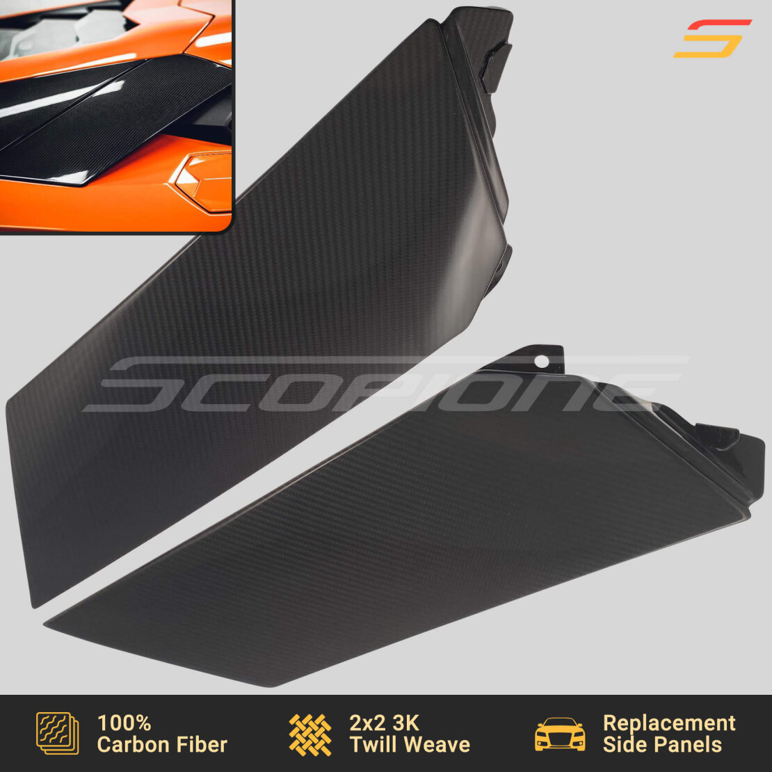 Scopione Carbon Fiber Windows Side Intake Panels for Aventador