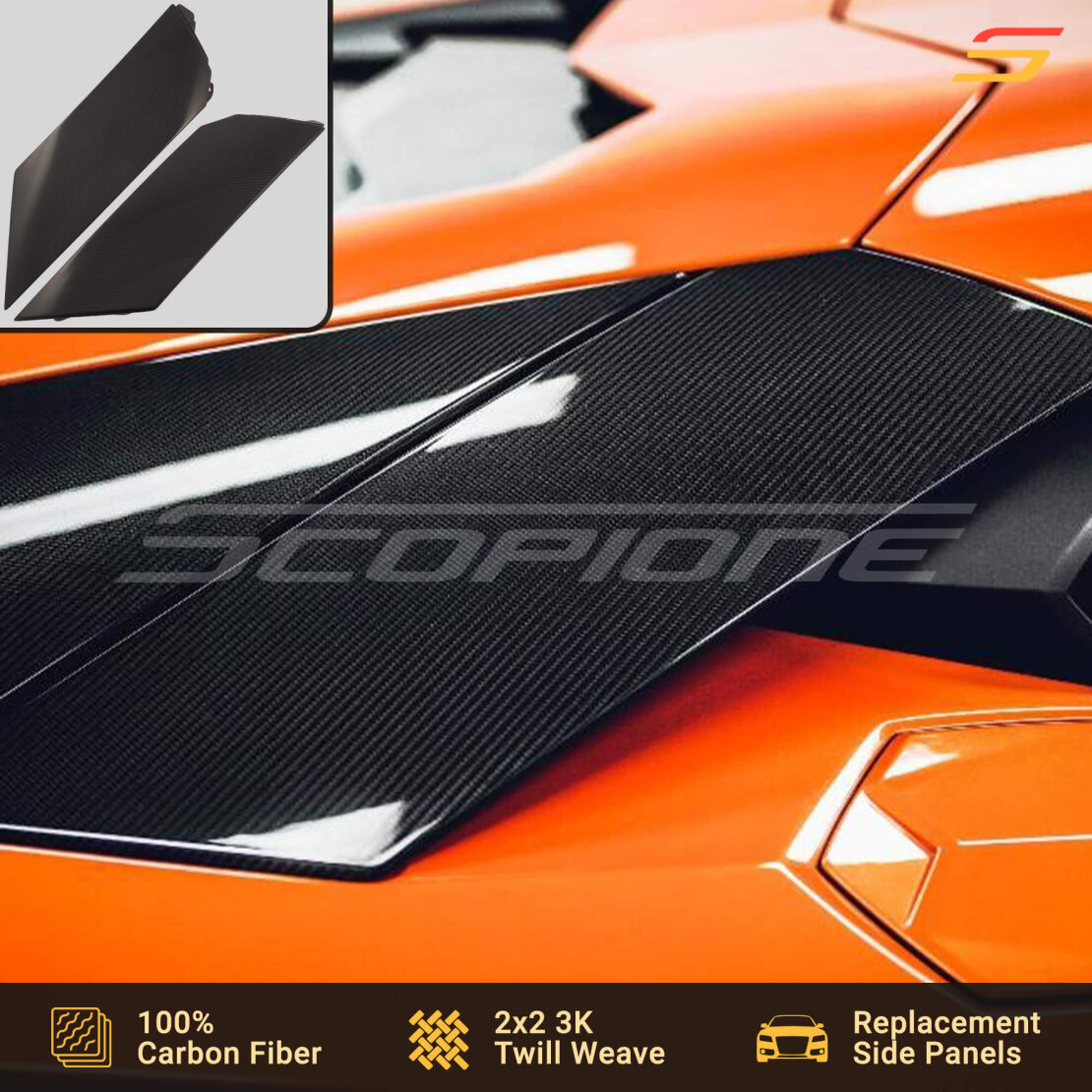 Scopione Carbon Fiber Windows Side Intake Panels for Aventador