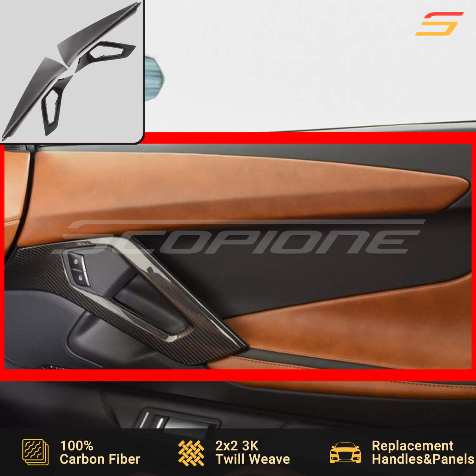 Scopione Carbon Fiber Door Handles & Trim Panels for Aventador