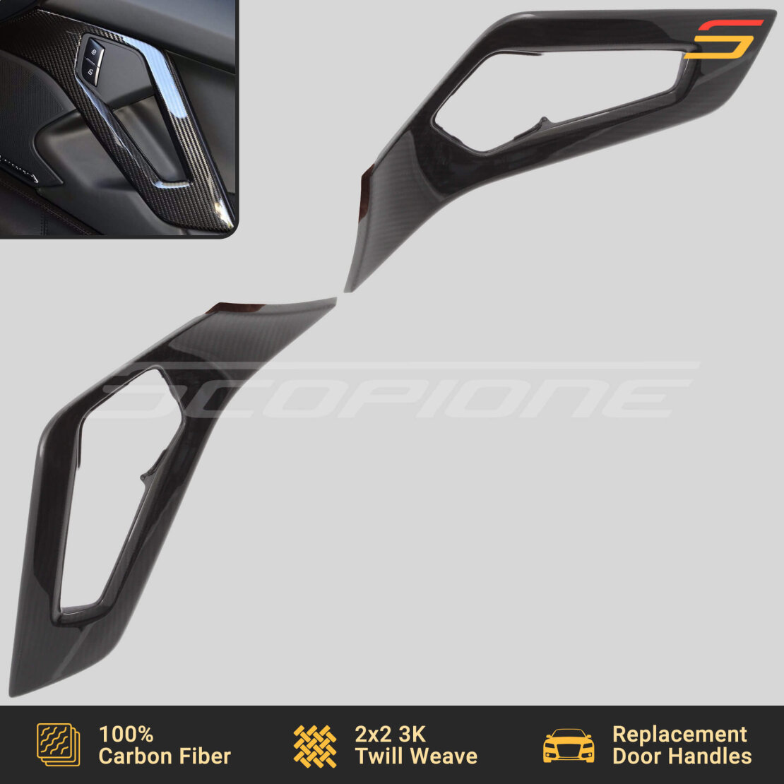 Scopione Carbon Fiber Door Handles Pulls for Aventador