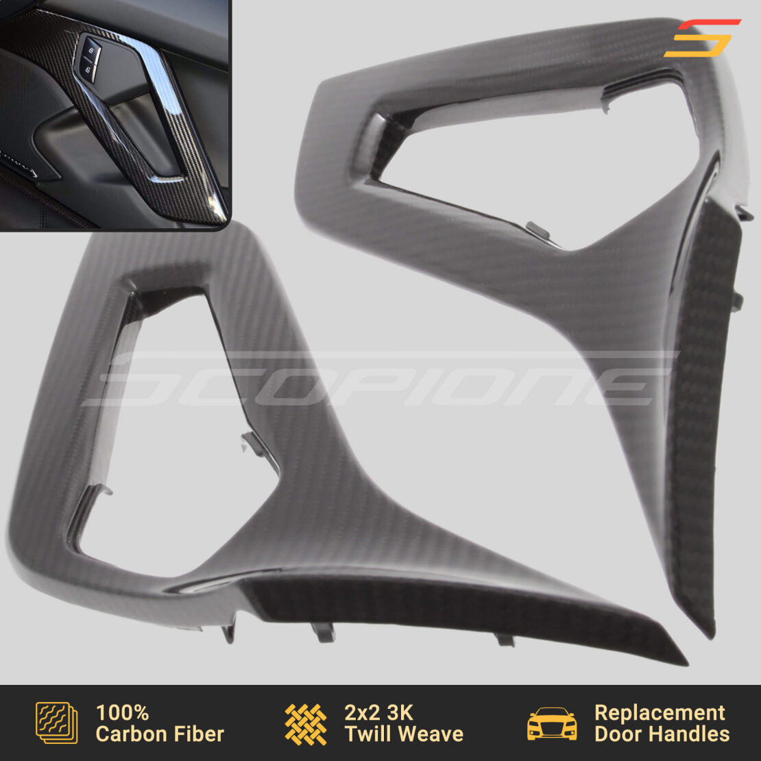 Scopione Carbon Fiber Door Handles Pulls for Aventador
