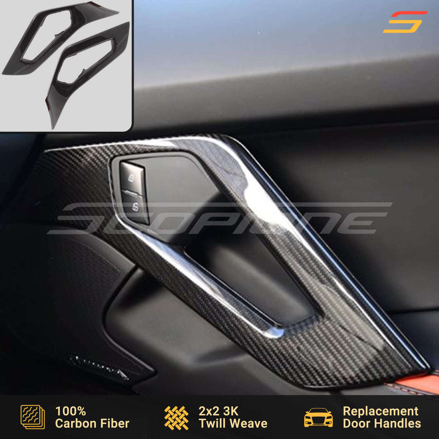 Scopione Carbon Fiber Door Handles Pulls for Aventador