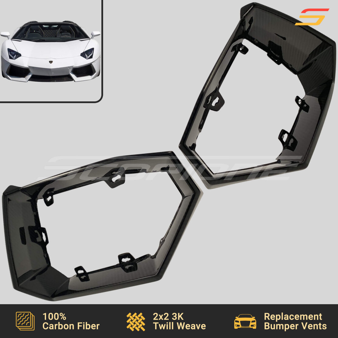 Scopione Carbon Fiber Roof Engine Air Intake Vents for Aventador