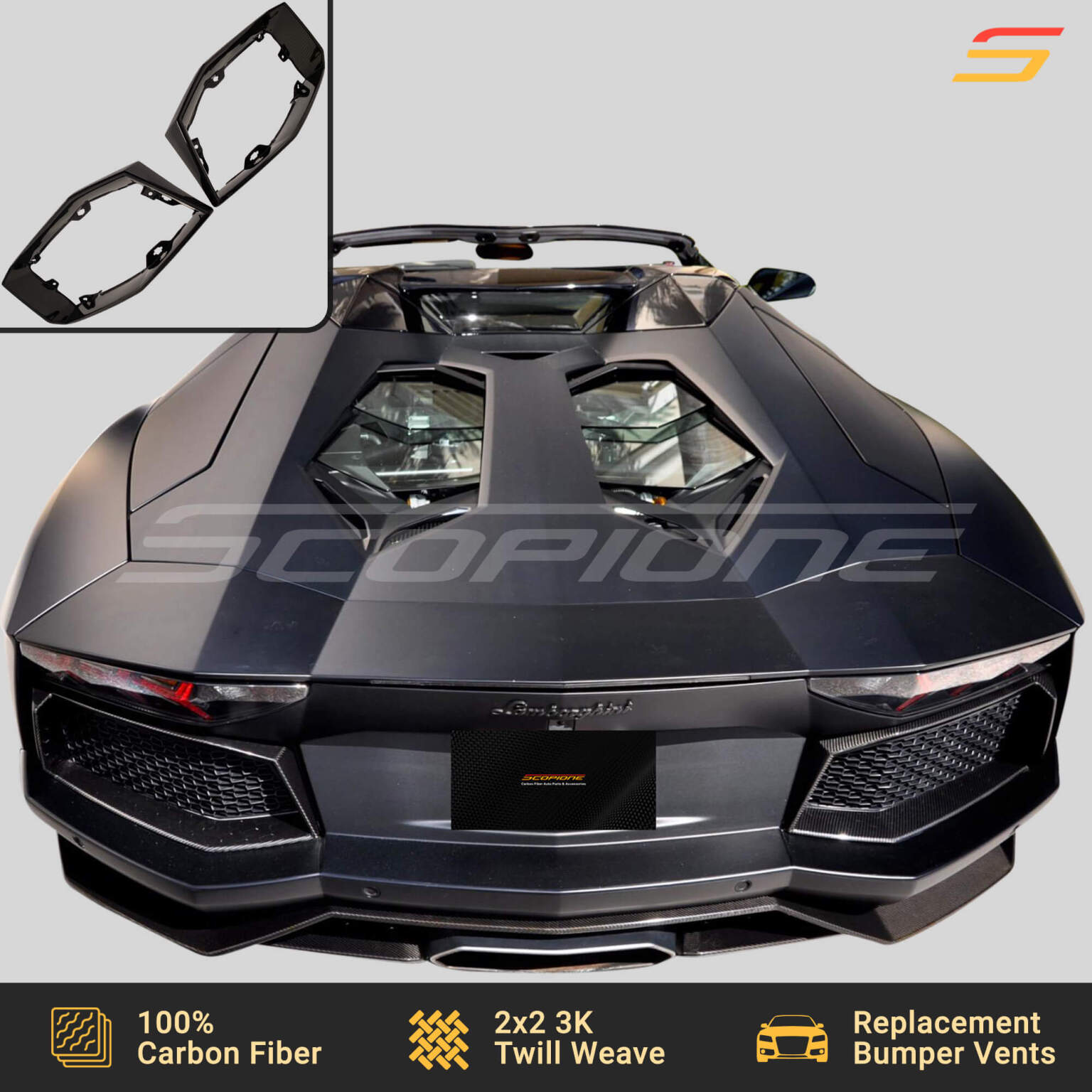 Scopione Carbon Rear Bumper Intake Vents for Aventador LP700