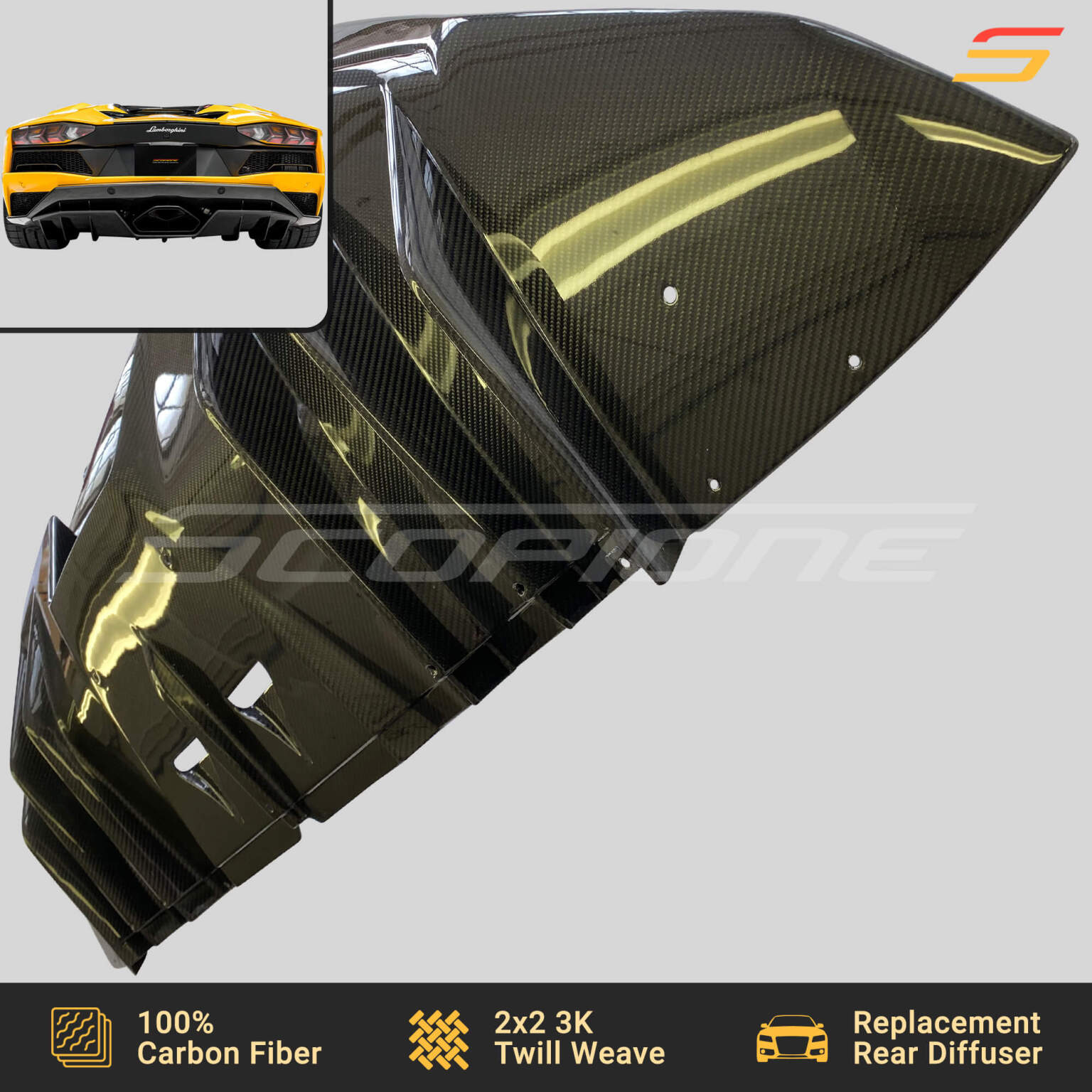 Scopione Carbon Fiber Rear Diffuser for Aventador S LP740