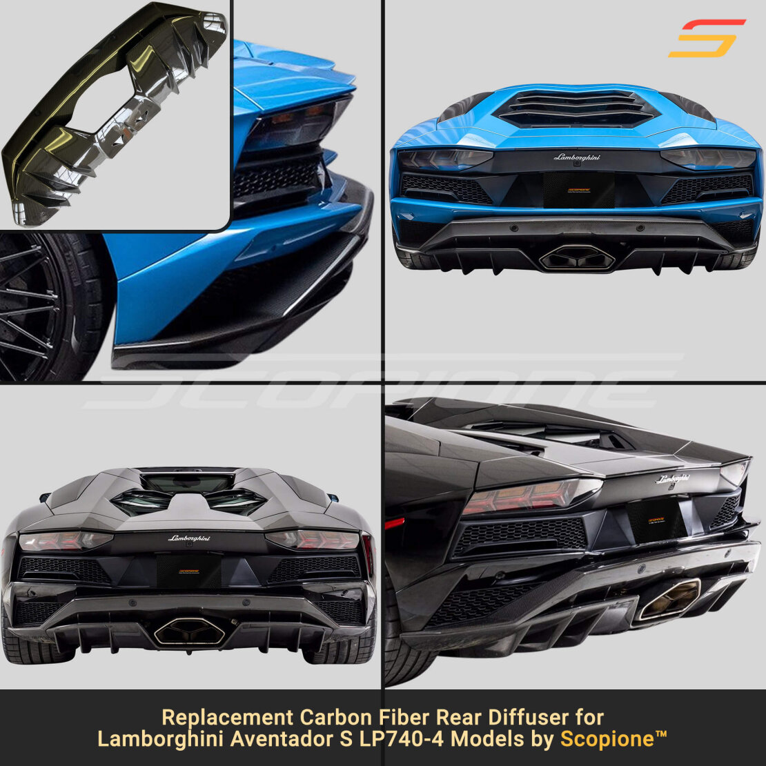 Scopione Carbon Fiber Rear Diffuser for Aventador S LP740