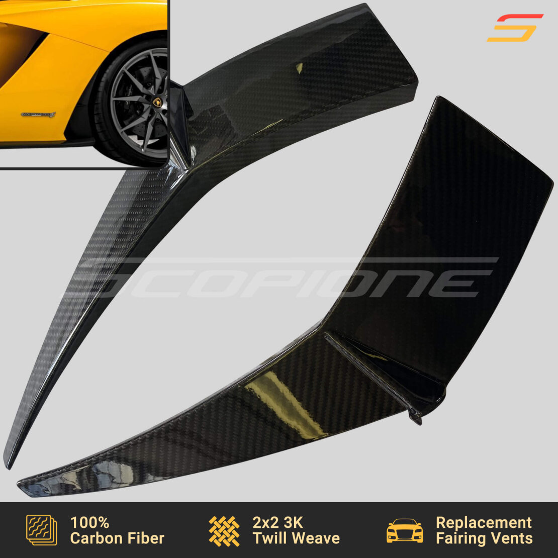 Scopione Carbon Roof Engine Air Scoops & Vents for Aventador