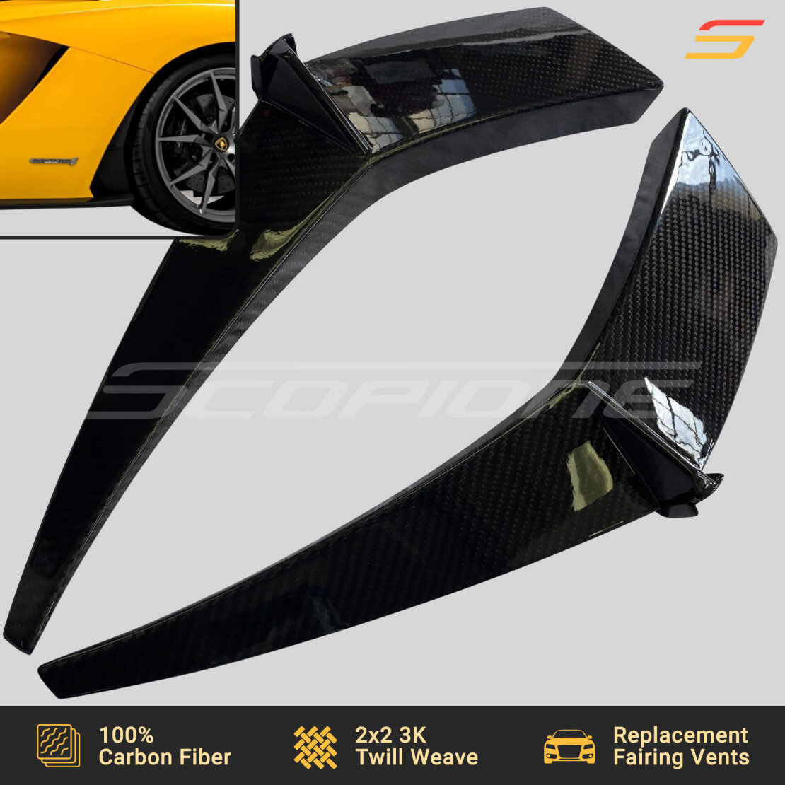 Scopione Carbon Side Skirt Rocker Vents for Aventador S LP740