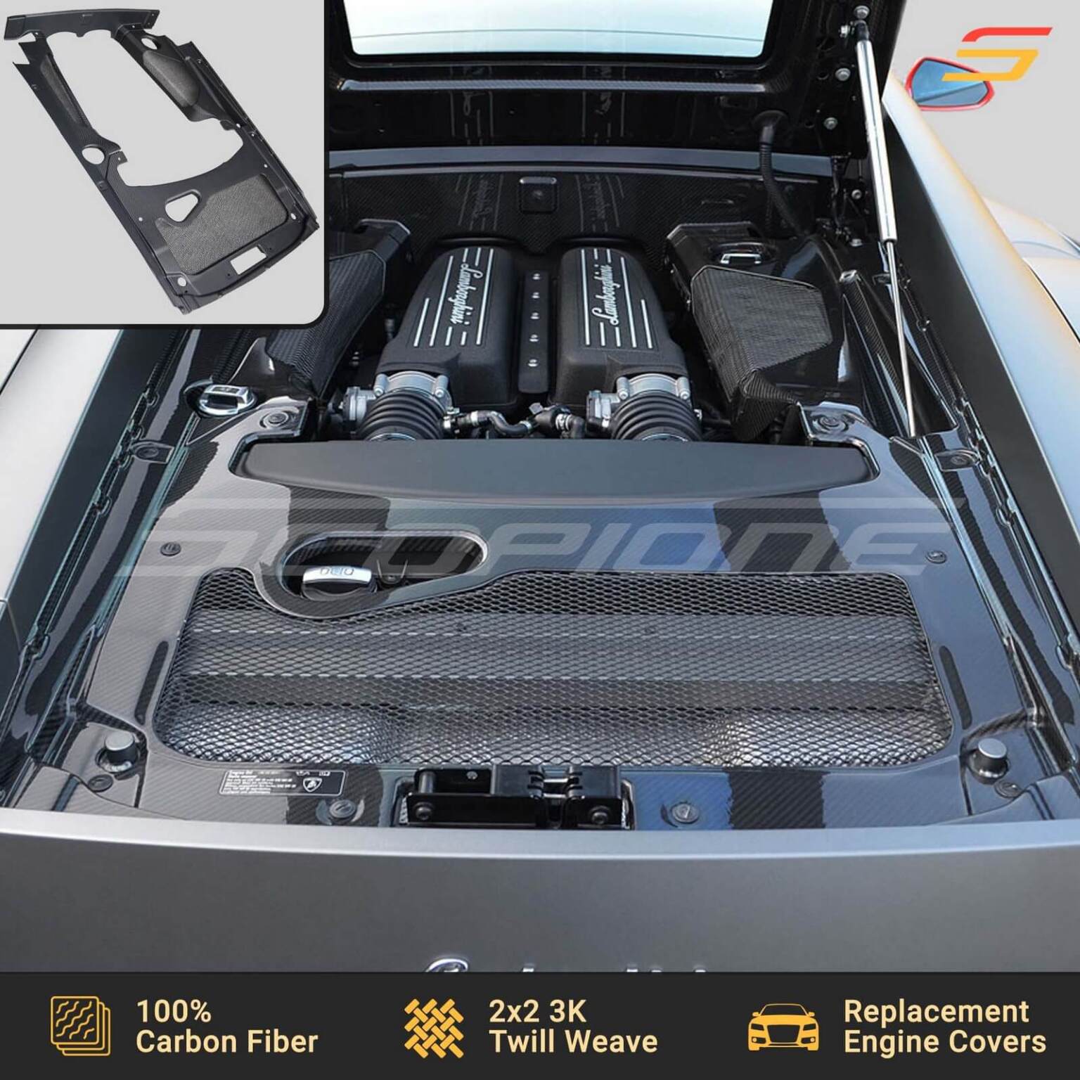 Scopione Carbon Fiber Engine Cover Kit for Gallardo