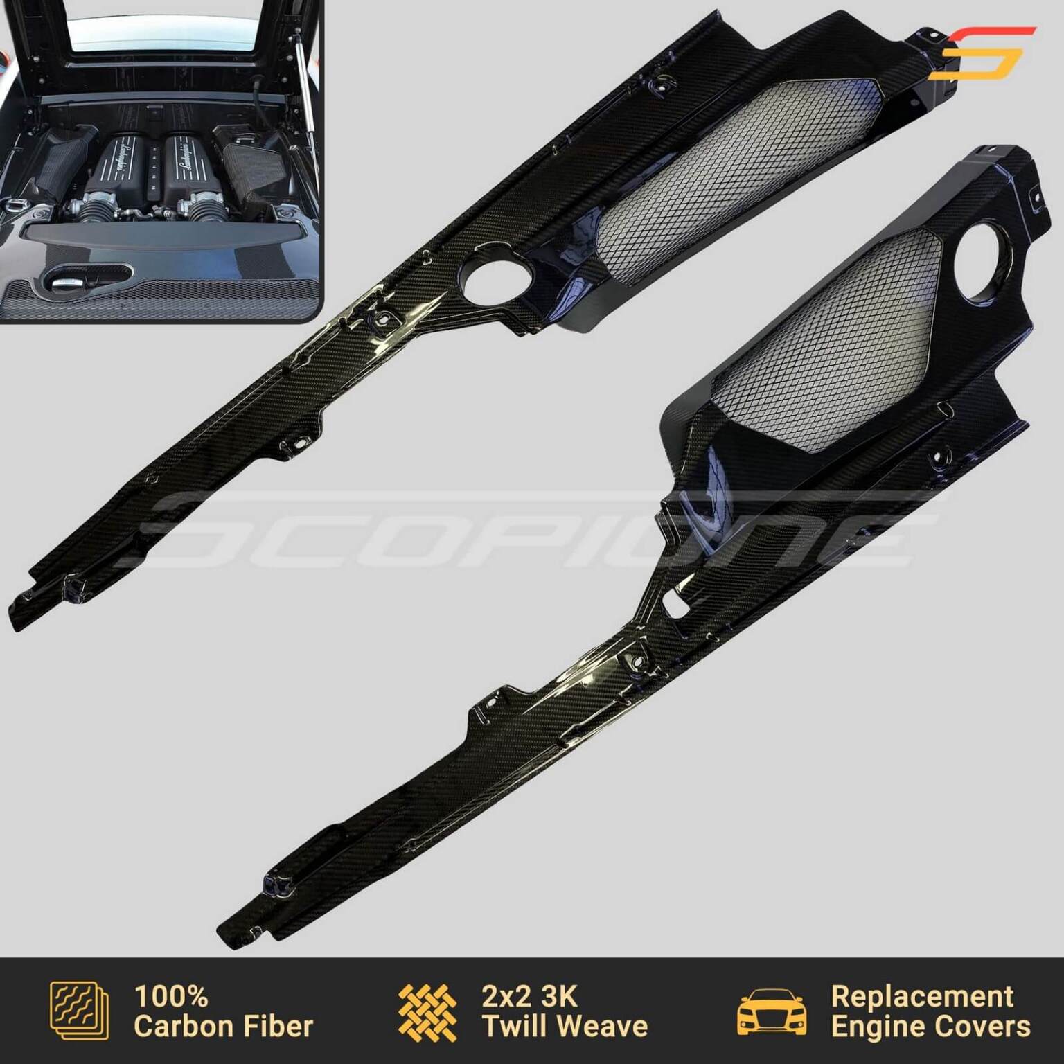 Scopione Carbon Fiber Engine Side Covers for Gallardo