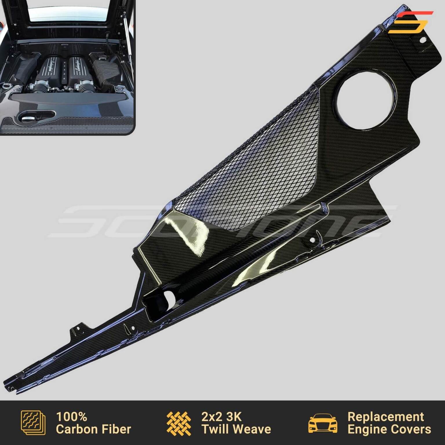Scopione Carbon Fiber Engine Side Covers for Gallardo