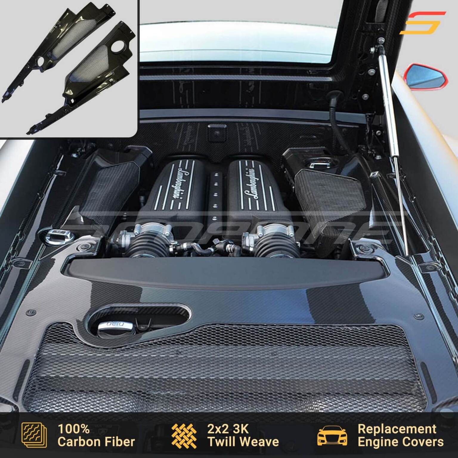 Scopione Carbon Fiber Engine Side Covers for Gallardo