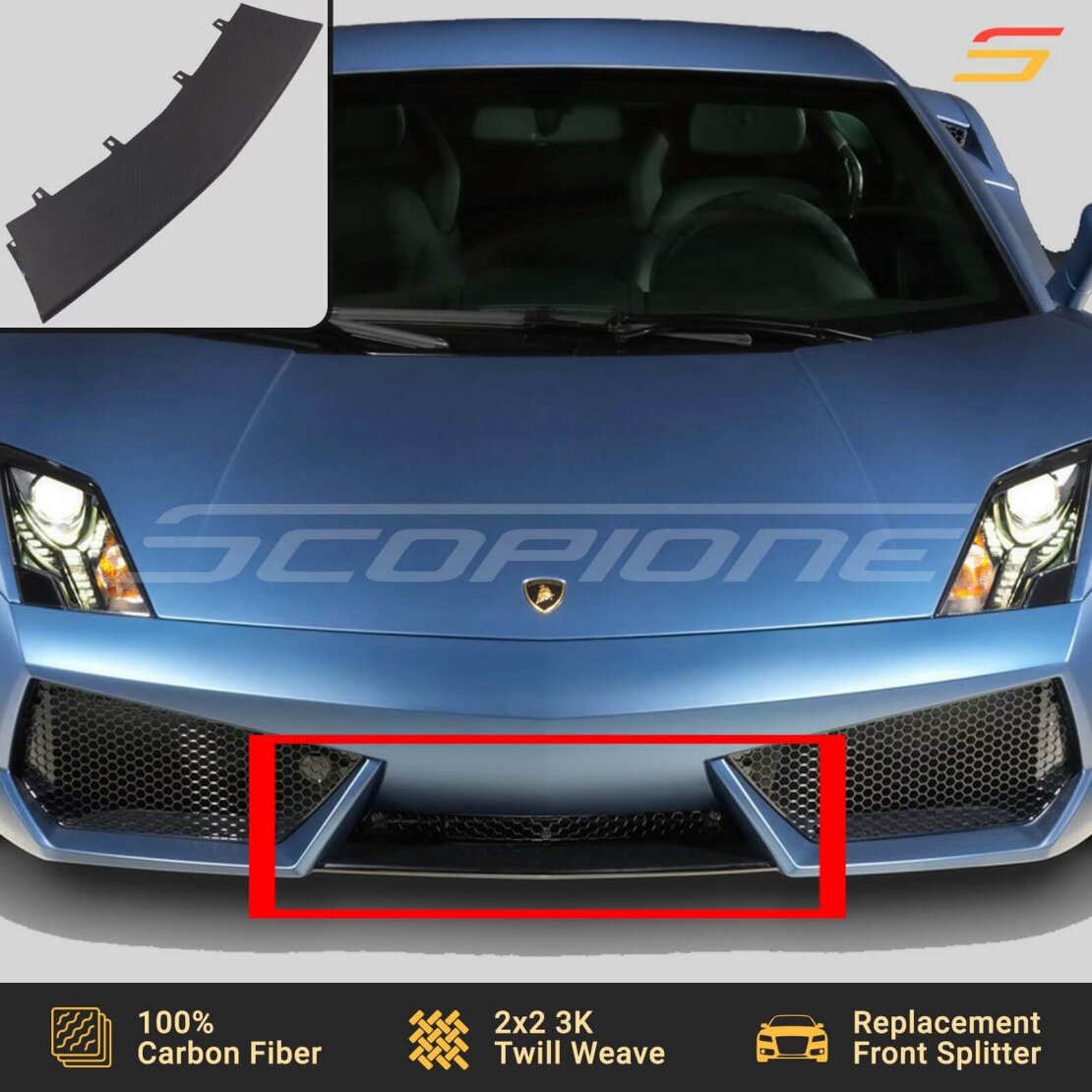 Scopione Matte Carbon Bumper Splitter: Gallardo LP550 LP560