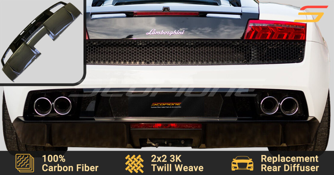 Scopione Carbon Rear Bumper Diffuser for Gallardo LP550 LP560