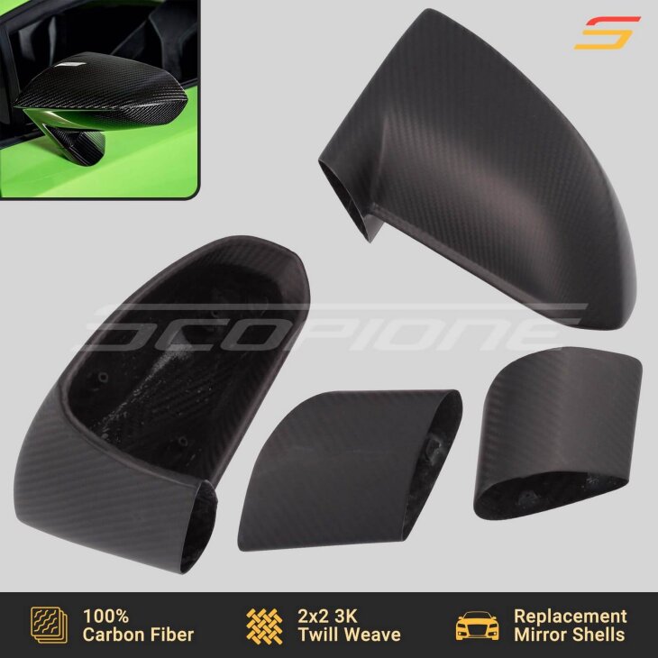 Scopione MATTE Carbon Replacement Side Mirrors for Gallardo