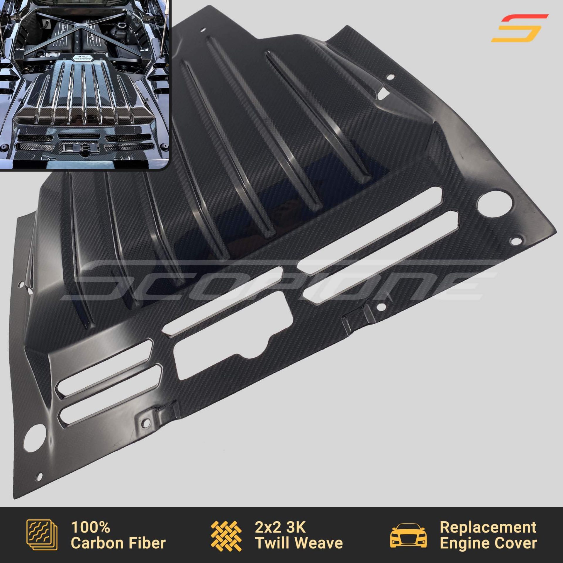 Scopione Carbon Fiber Engine Center Cover for Huracan