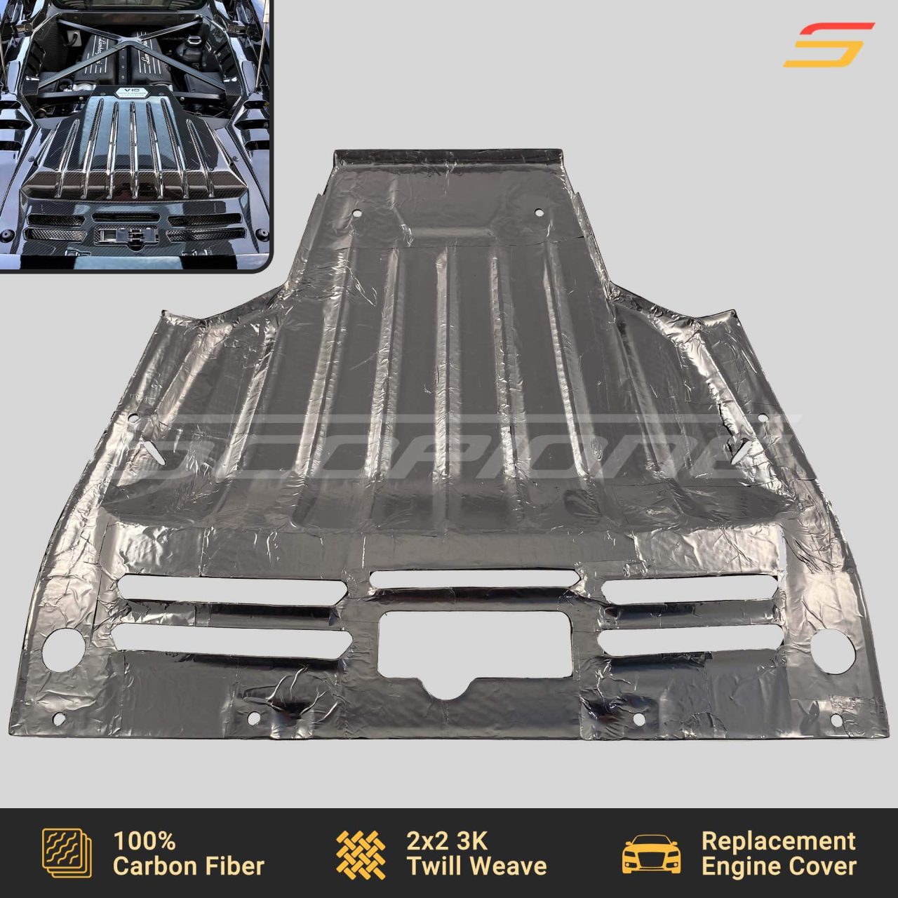 Scopione Carbon Fiber Engine Center Cover for Huracan