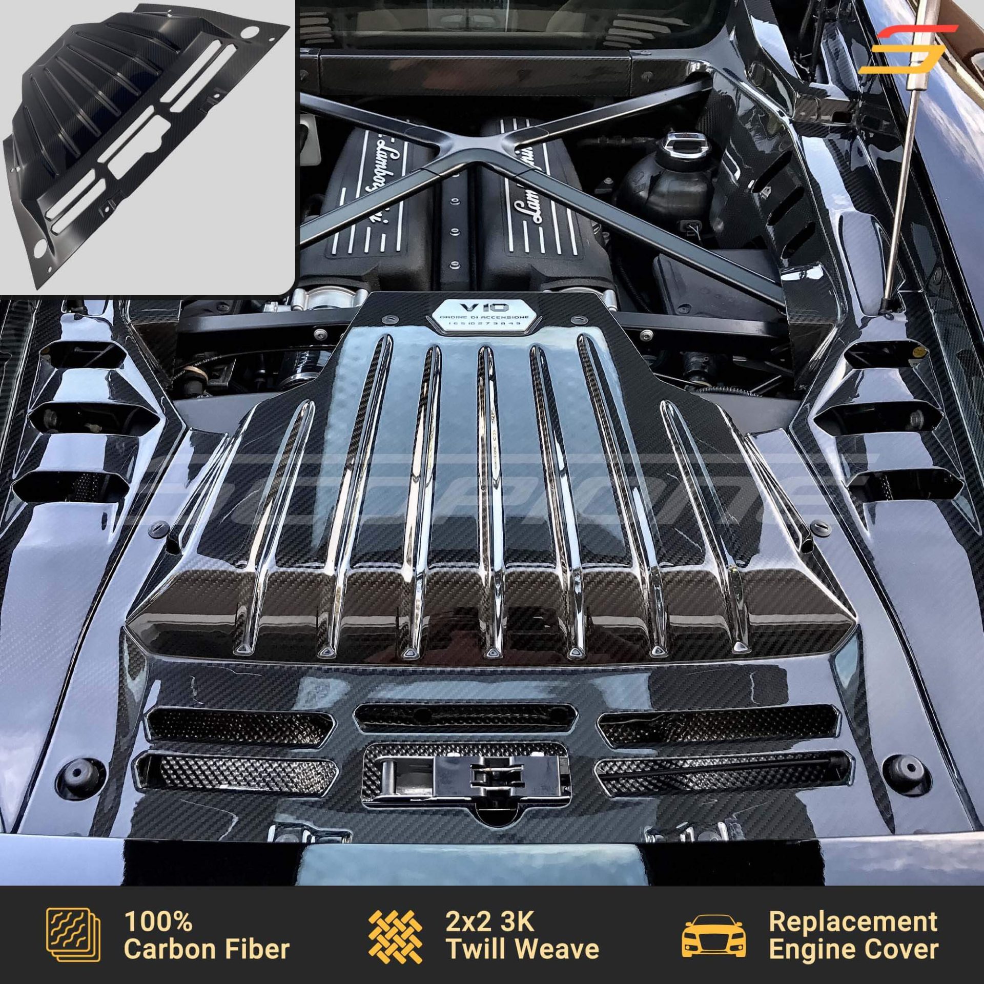 Scopione Carbon Fiber Engine Center Cover for Huracan