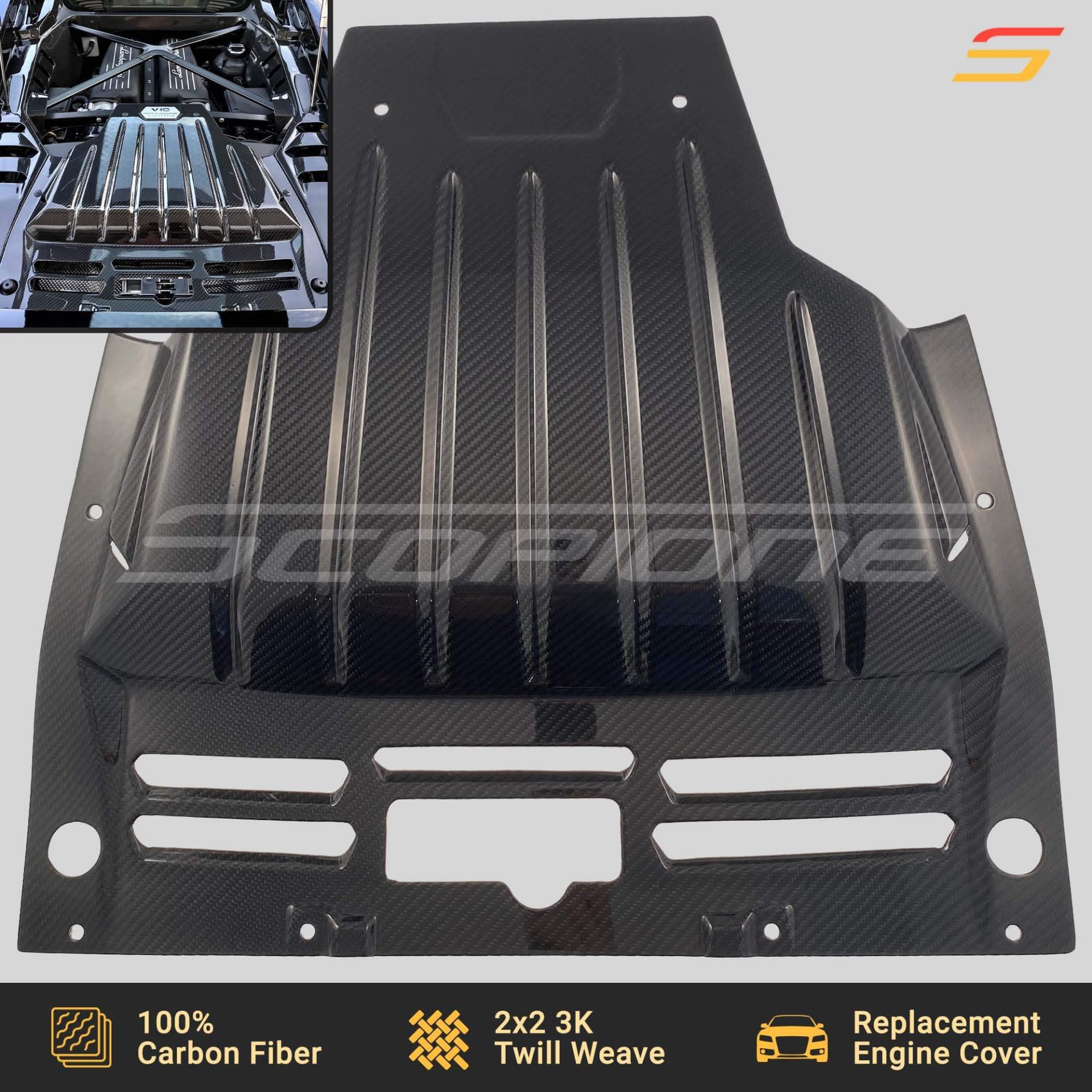 Scopione Carbon Fiber Engine Center Cover for Huracan