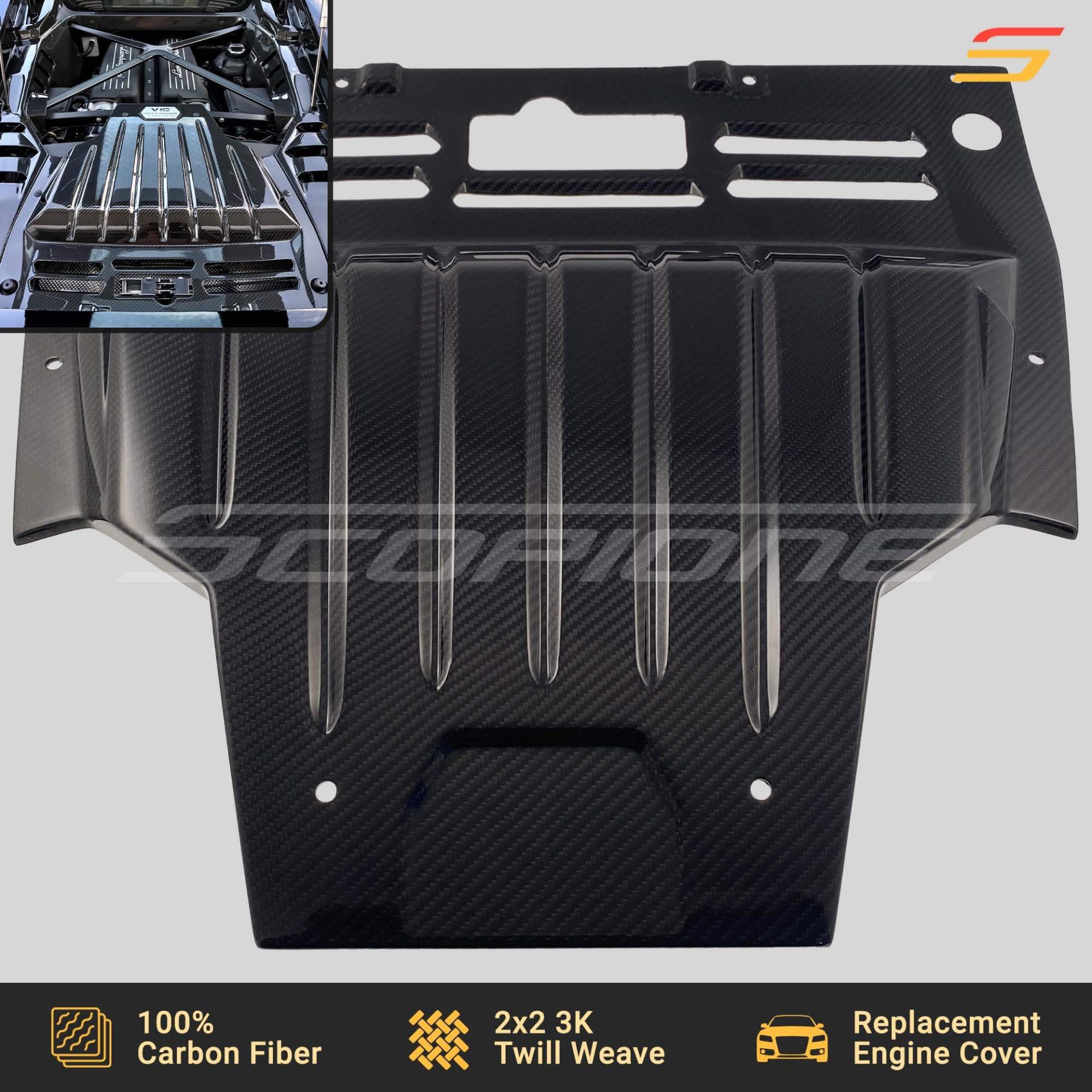 Scopione Carbon Fiber Engine Center Cover for Huracan