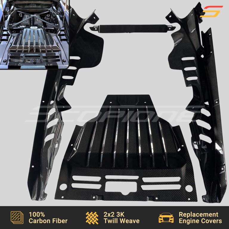 Scopione Carbon Fiber Engine Bay Covers Kit for Huracan