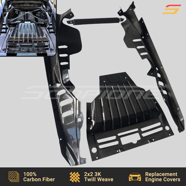 Scopione Carbon Fiber Engine Bay Covers Kit for Huracan