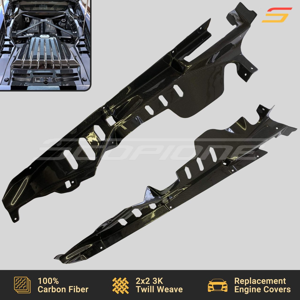 Scopione Carbon Fiber Engine Side Covers for Huracan