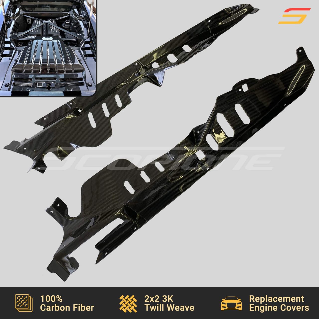 Scopione Carbon Fiber Engine Side Covers for Huracan