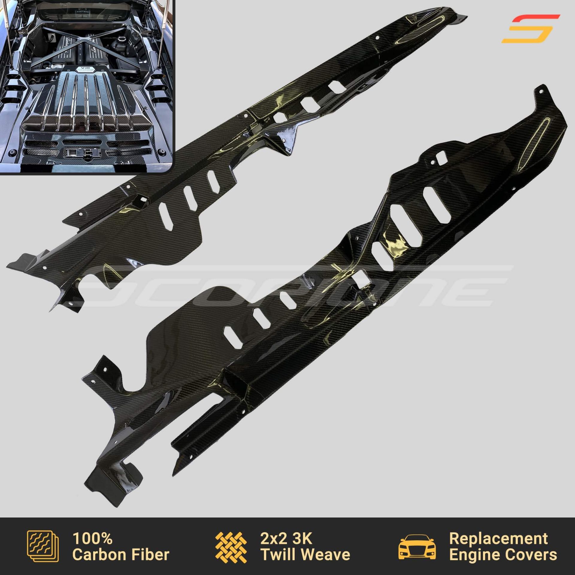 Scopione Carbon Fiber Engine Side Covers for Huracan