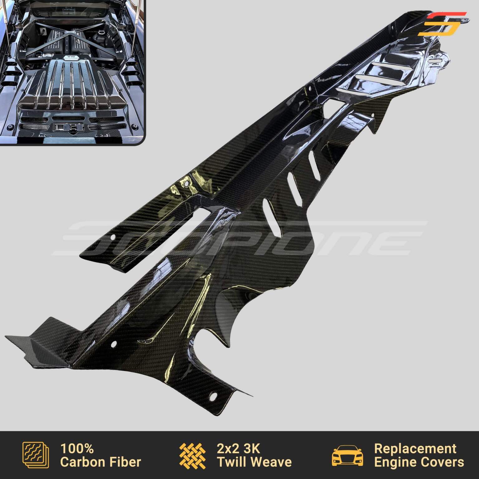 Scopione Carbon Fiber Engine Side Covers for Huracan