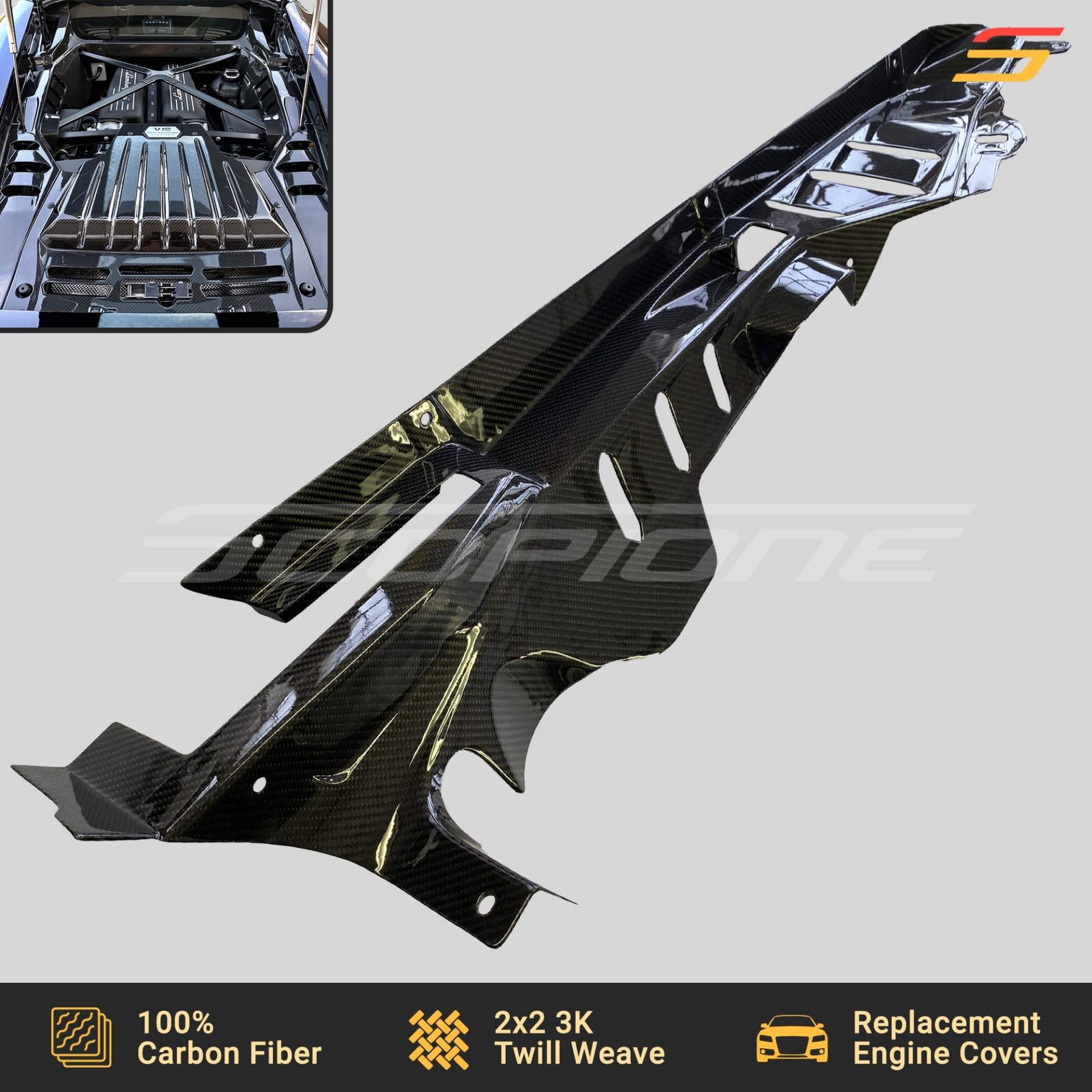 Scopione Carbon Fiber Engine Side Covers for Huracan