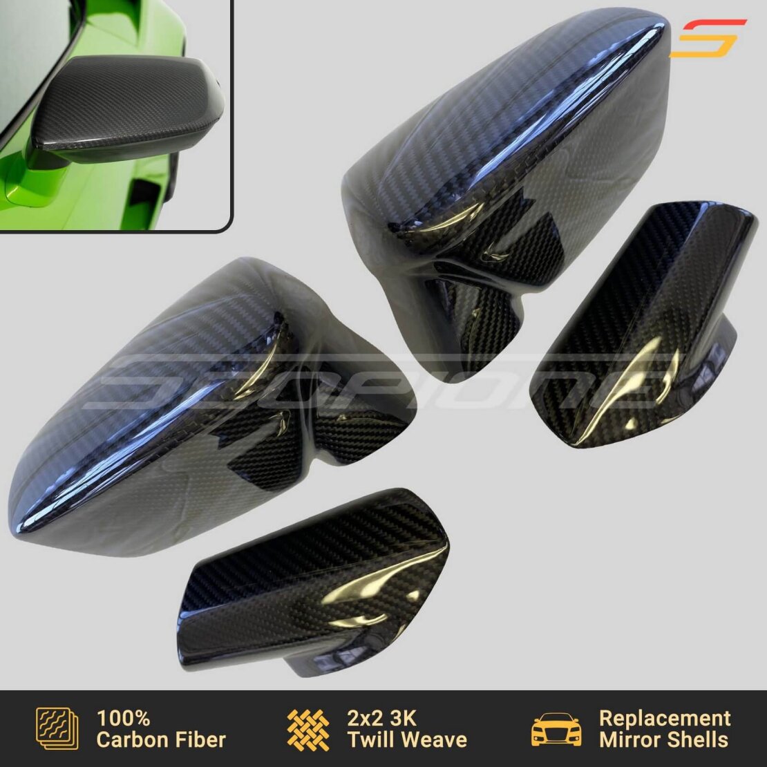 Scopione Carbon Fiber Replacement Side Mirrors for Huracan