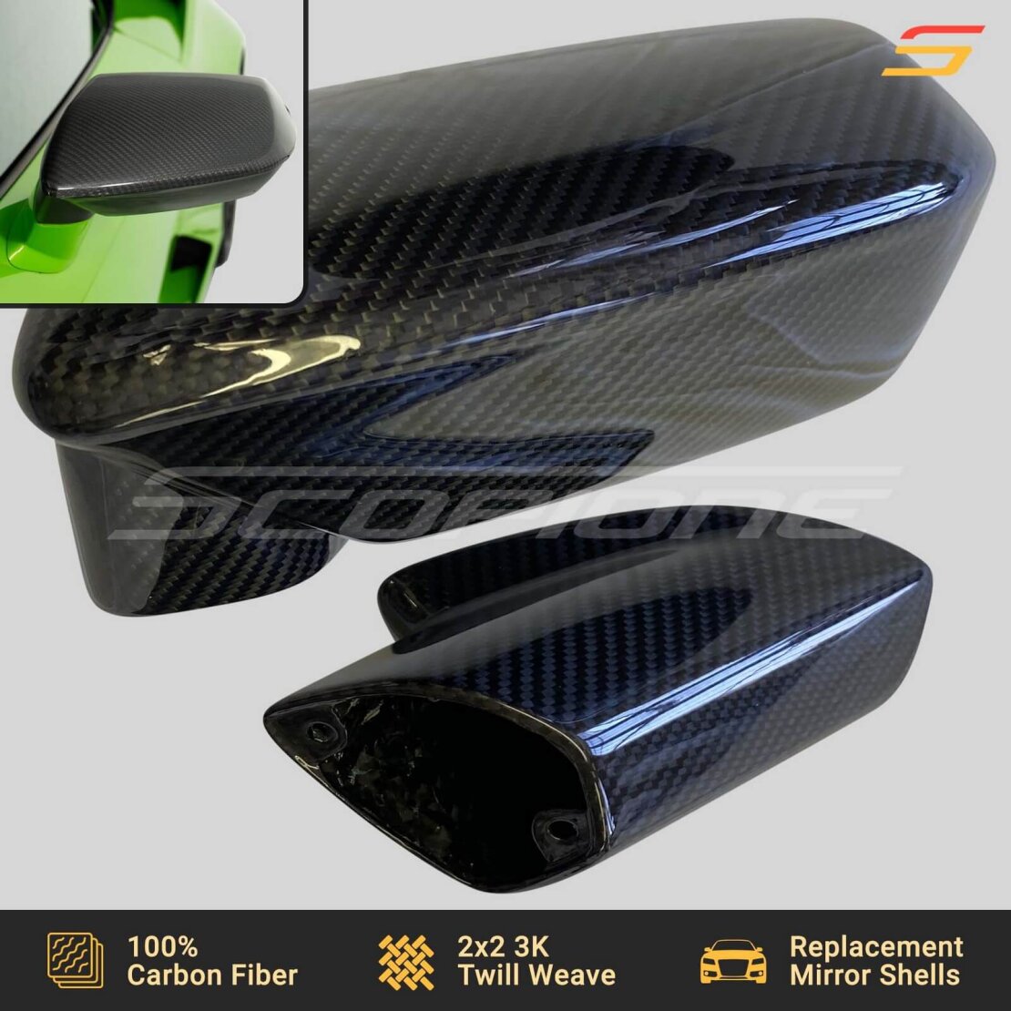 Scopione Carbon Fiber Replacement Side Mirrors for Huracan