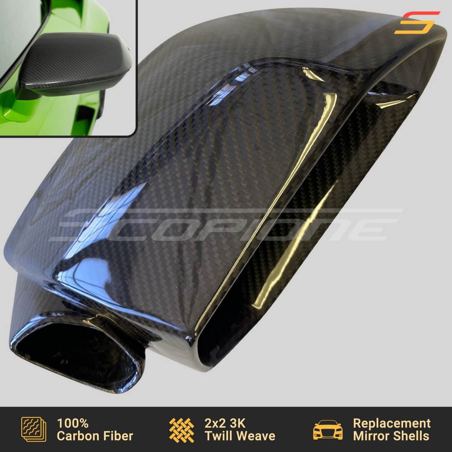 Scopione Carbon Fiber Replacement Side Mirrors for Huracan