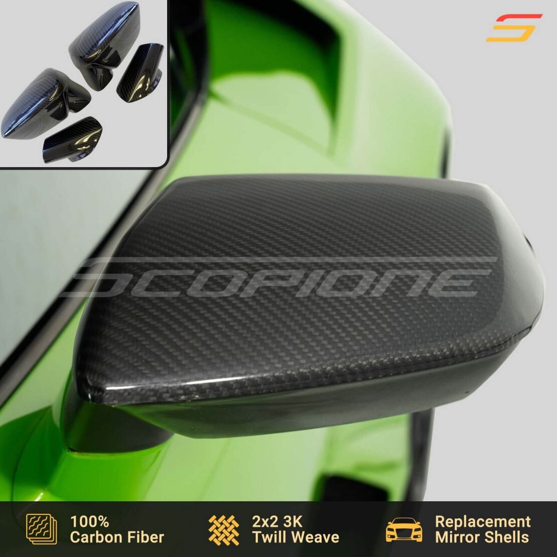 Scopione Carbon Fiber Replacement Side Mirrors for Huracan