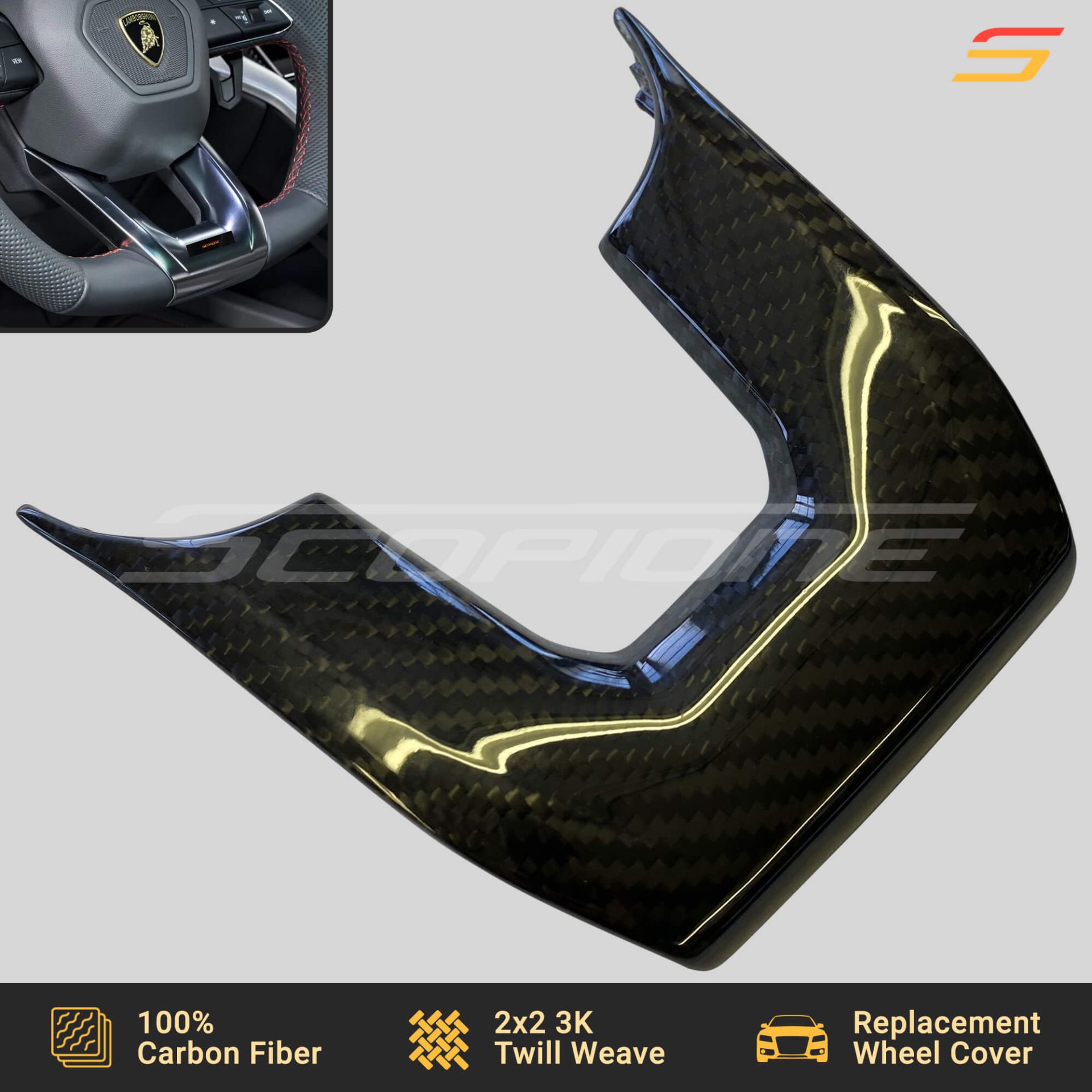 Carbon Fiber Steering Wheel Cover for Lamborghini URUS