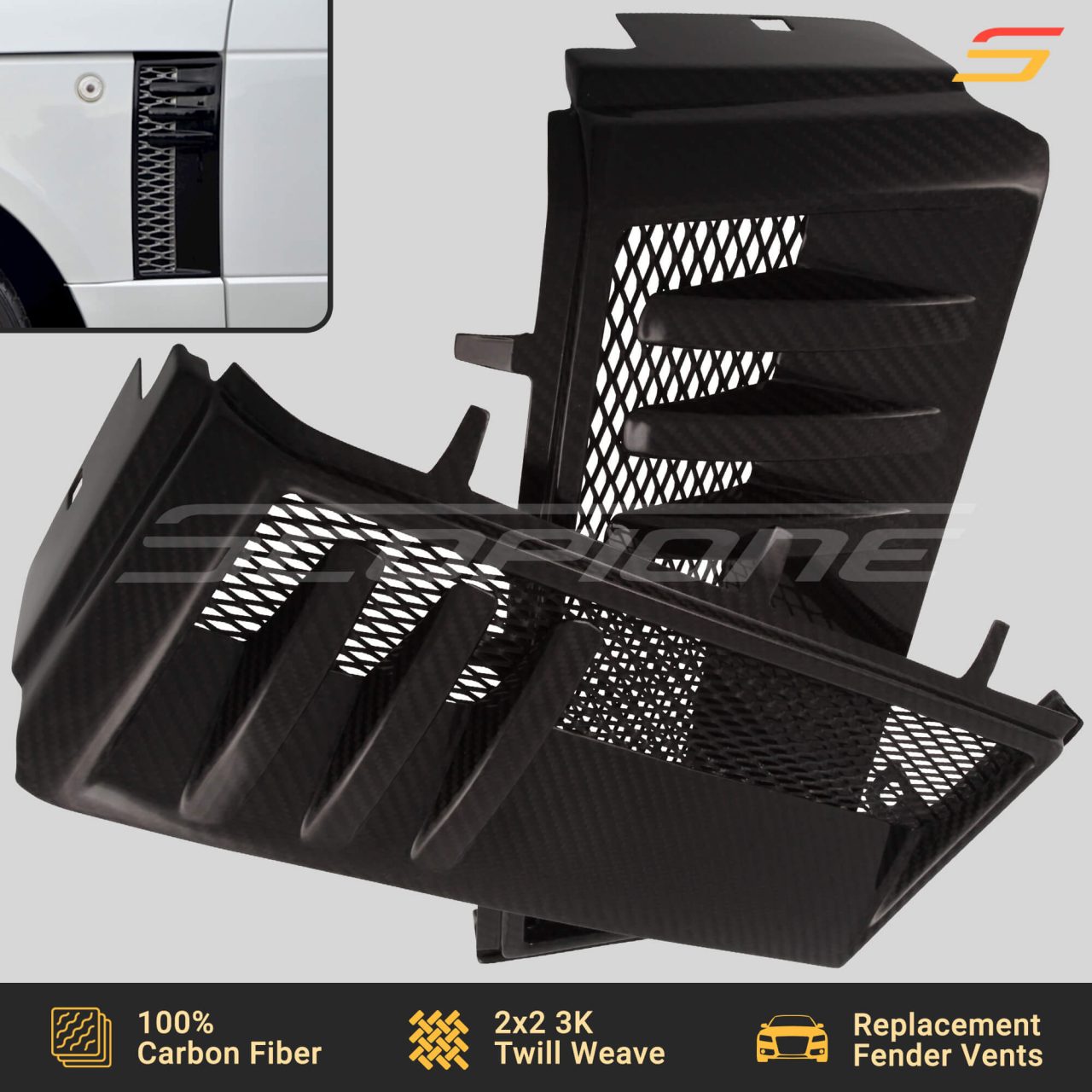 Scopione Carbon Side Grille Fender Vents | 03-12 Range Rover