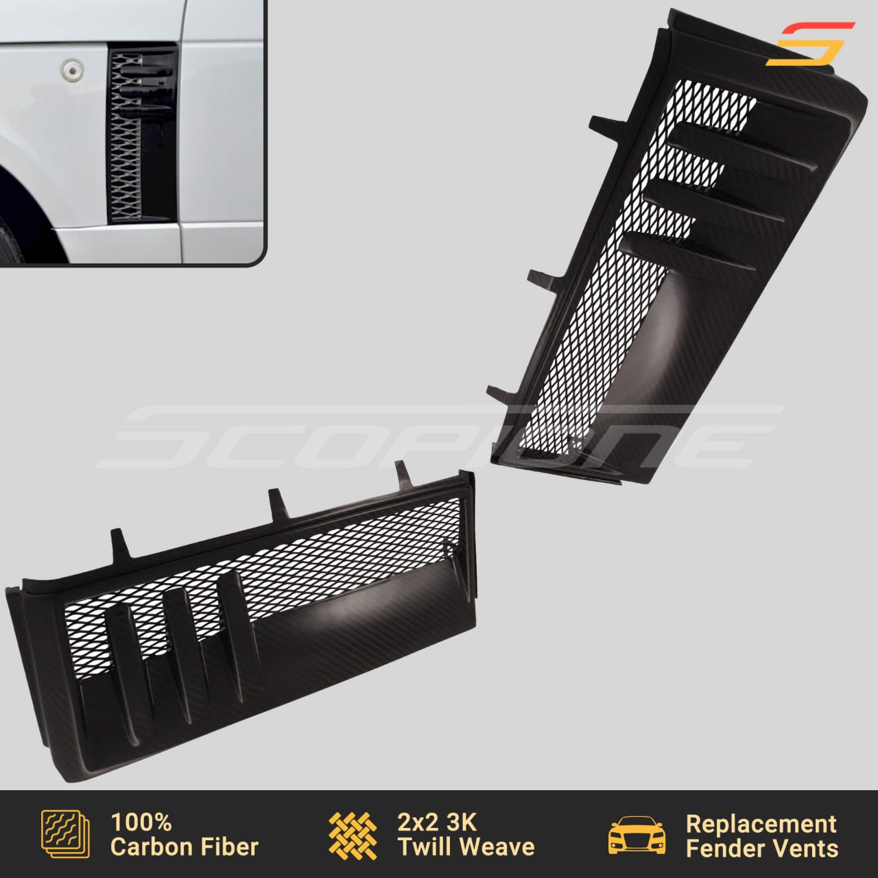 Scopione Carbon Side Grille Fender Vents | 03-12 Range Rover